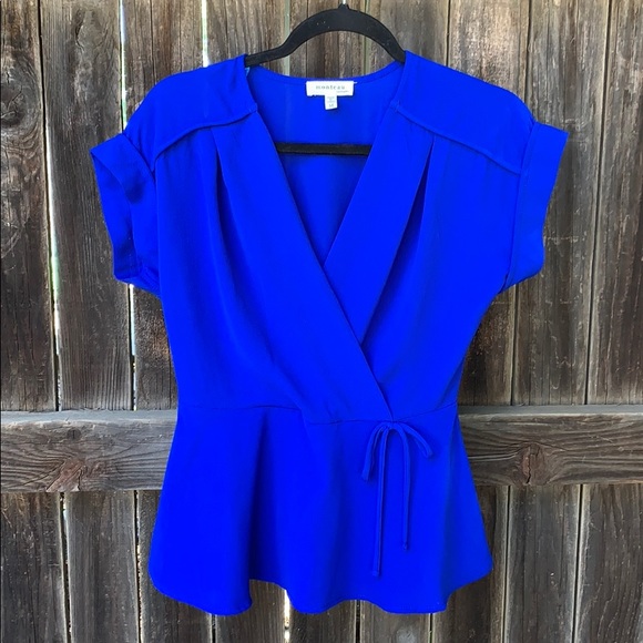 Monteau | Tops | Monteau Blue Wrap Around Shirt | Poshmark